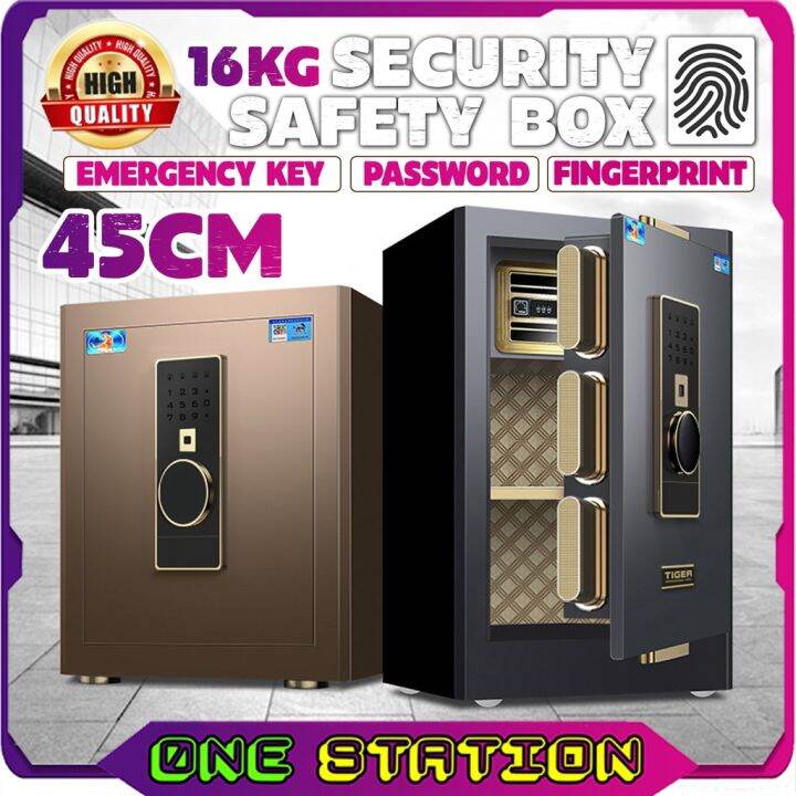 45CM Safety Box Fingerprint Digital Safety Box Money Box With Lock Safe Box Home Peti Besi ...