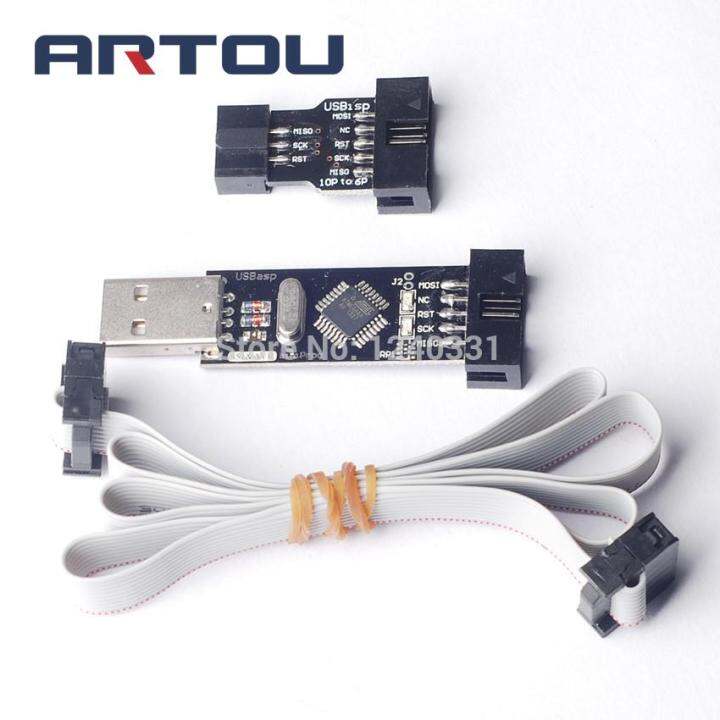 Usbasp Usbisp Stk500 อะแดปเตอร์ 10pin ถึง 6pin 33v 5v Avr โปรแกรมเมอร์ Usb Download Line 