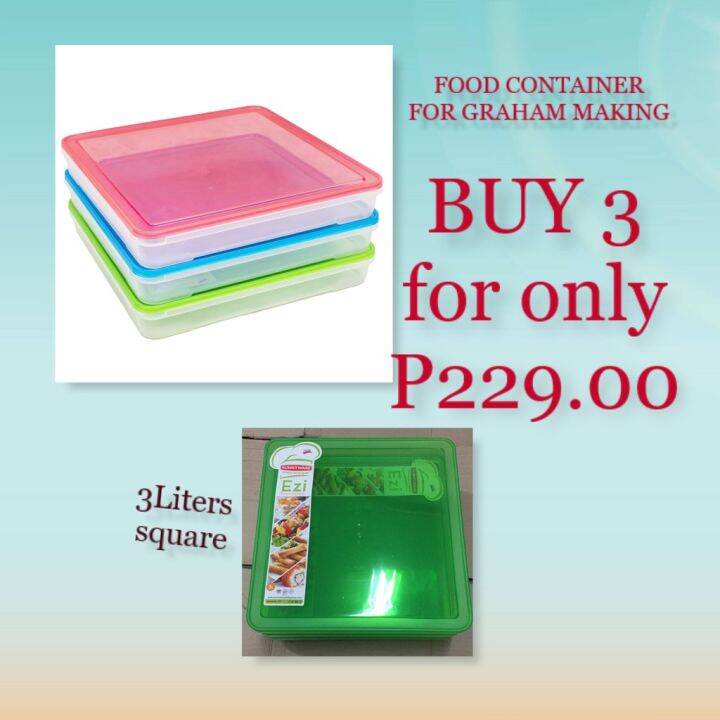 SQUARE FOOD CONTAINER EZ1/ BEST FOR GRAHAM MAKING SET X3 | Lazada PH