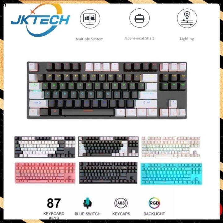 JKTECH REAL Mechanical Gaming Keyboard 87keys Colorful LED Illuminated ...