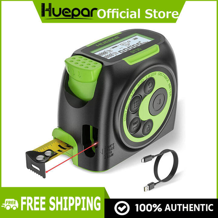 Huepar 2-in-1 Laser Tape Measure, 60M Rechargeable Laser Measurement ...