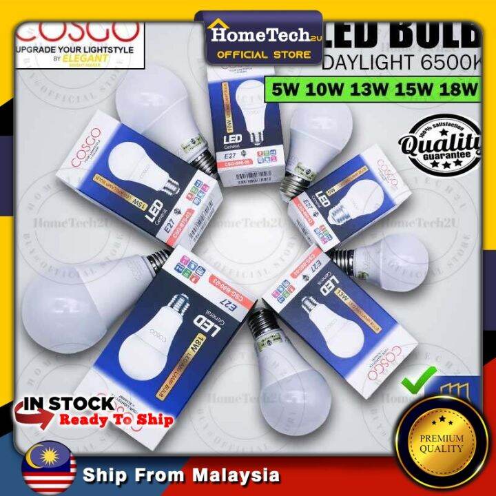 COSGO LED Bulb E27 with SIRIM Light Bulb 5W 10W 13W 15W 18W 6500K Daylight MENTOL LAMPU LED | Lazada