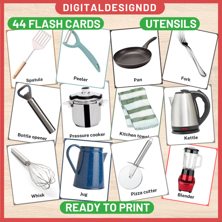 Utensil Digital PDF Flash Cards for baby kids toddler preschool Kad ...