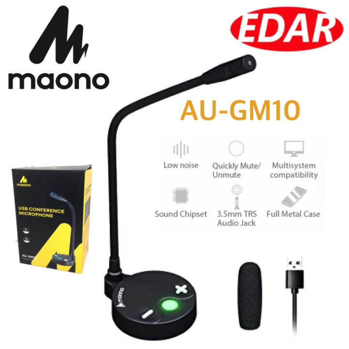MAONO AU-GM10 USB gooseneck microphone metal conference mic with mute button Cardioid Condenser ...