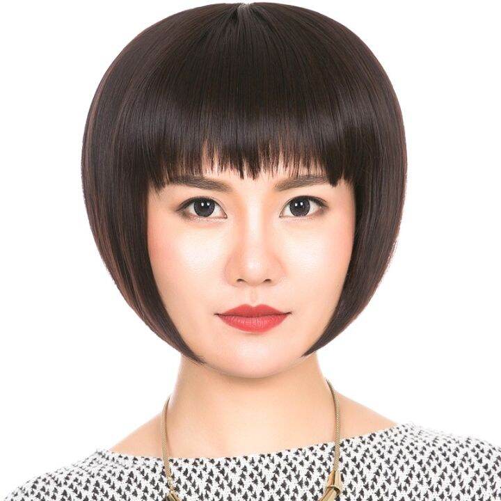 Wig female short hair round face Korean girl bobo head temperament ...