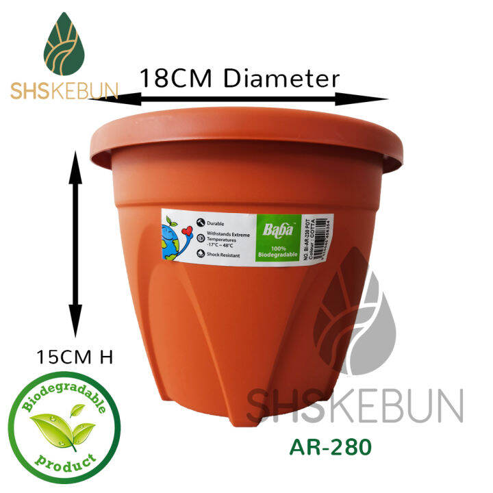 Baba Biodegradable Flower Pot Plastic Flower Pot Pasu Bunga BI-AR-180 ...