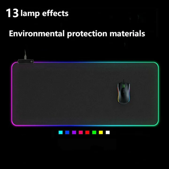 LED Light Gaming Mouse Pad RGB Large Keyboard Cover Non-Slip Ruer Base ...