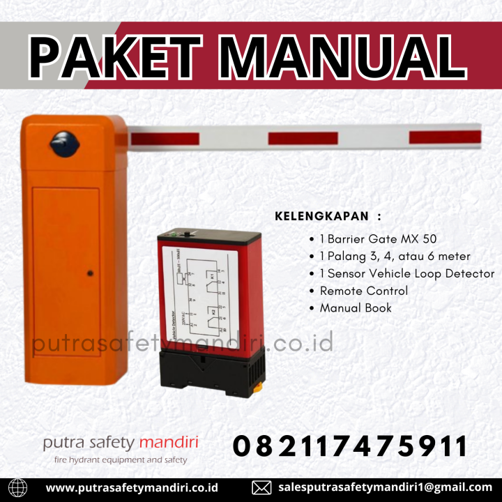 Paket Manual Barrier Boom Gate Mx 50 Include Sensor Tanam Palang 6 