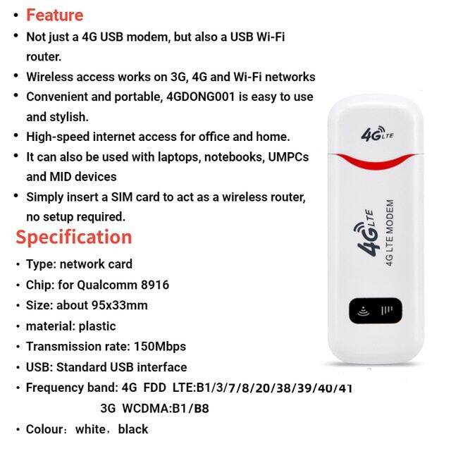 DNXT 4G LTE USB Dongle nirkabel Mobile Broadband 150Mbps jaringan 5G ...