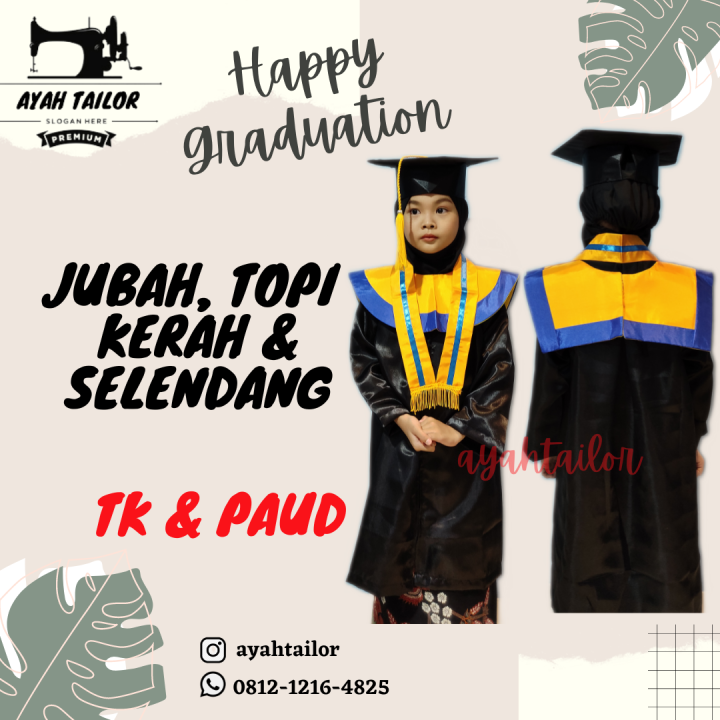 JUBAH WISUDA BAJU TOGA KUNING MAS LIST BIRU | Lazada Indonesia