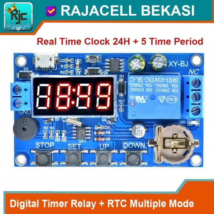 XY-BJ Digital Timer Relay Real Time RTC 24Jam 5 programmable Timer 5V ...
