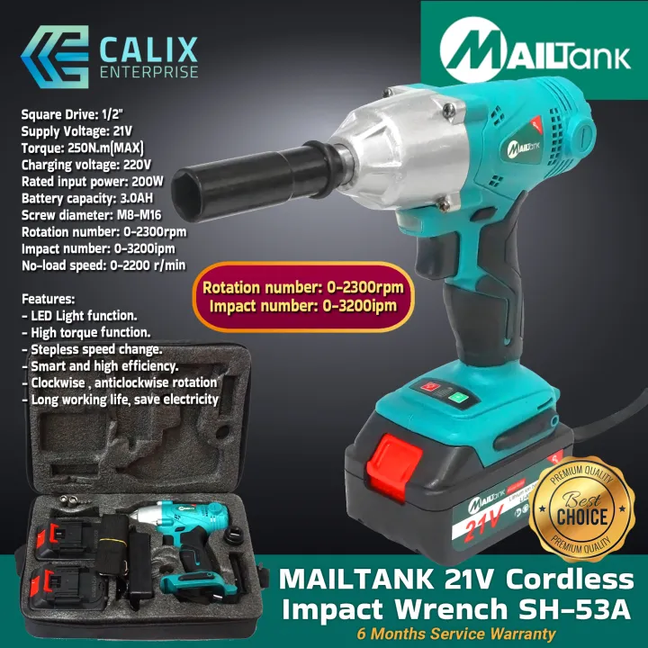 MailTank 21V Cordless Impact Wrench SH-53A with Accessories | Lazada PH