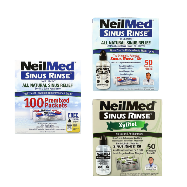 NeilMed, Sinus Rinse, Salt, Saline Solution, Natural Relief, Patented ...
