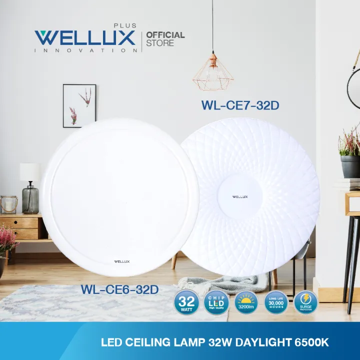 [2ลายใหม่]WELLUX โคมไฟเพดานติดลอย 32W แสงขาว LED CEILING LAMP | Lazada ...