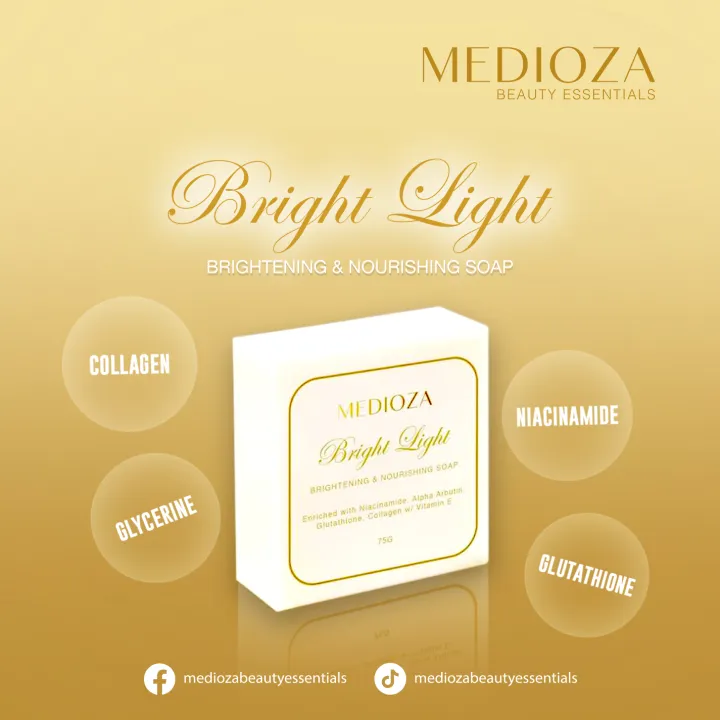 MEDIOZA BRIGHT LIGHT SOAP BRIGHTENING SOAP WITH COLLAGEN ,GLUTATHIONE ...