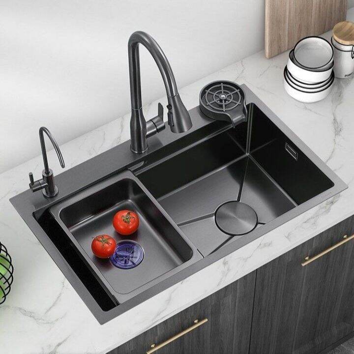 Graphite Grey Kitchen Nano Sink Stainless Steel 304 Large Single Sink ...
