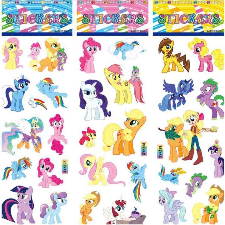10 Sheets 3D My Little Pony Children Cartoon Cute PVC Affixed Stickers Love Sticker for Praise ...