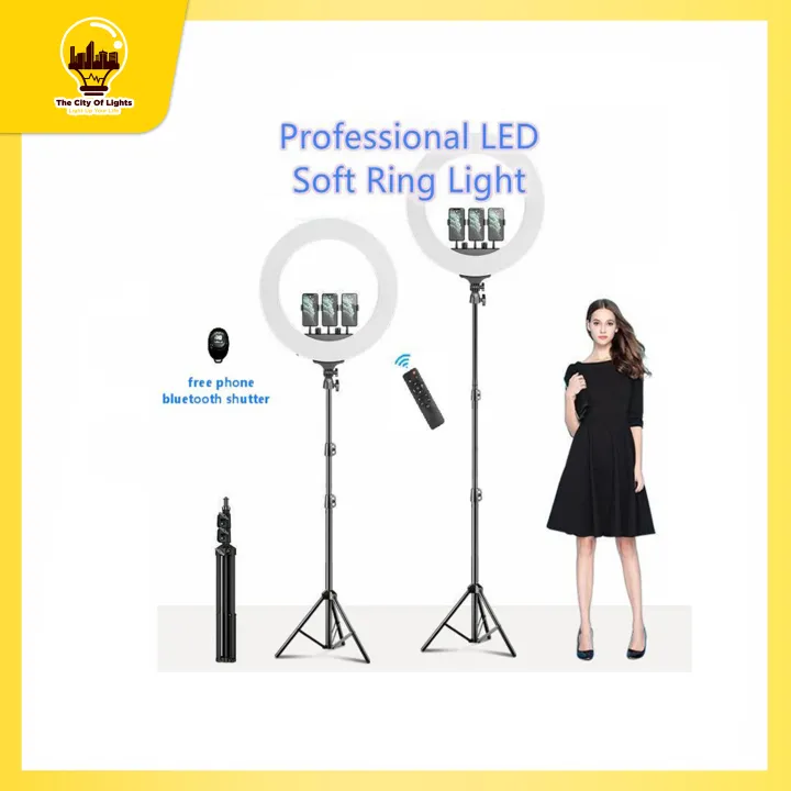 TCLS 36/45/54CM Professinal LED Soft Ringlight M14/18/22 with 2.1M heavyduty Stand | Lazada PH