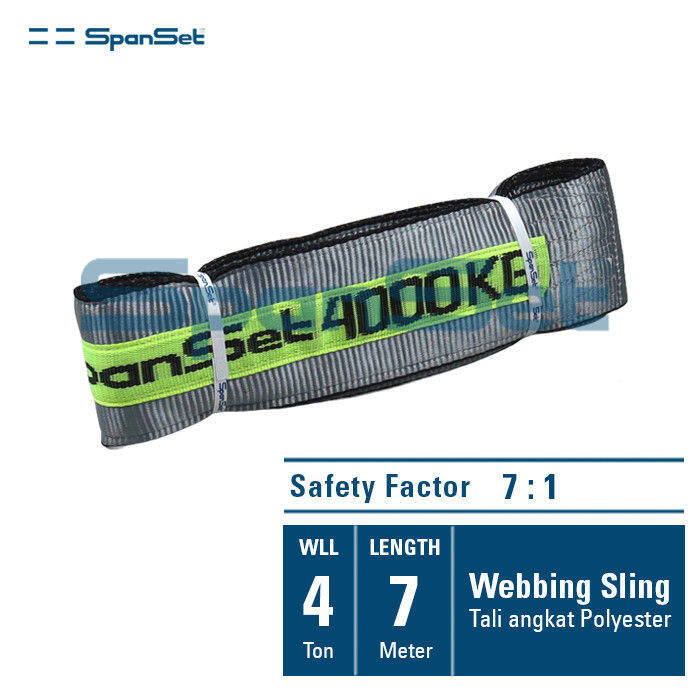 SpanSet Webbing Sling 2Ply B4000-7Mtr WLL 4 Ton, Panjang 7 Meter ...