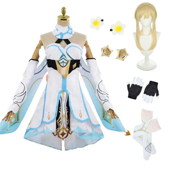 Game Genshin Impact Traveler Lumine Cosplay Costume Anime Uniform Dress ...