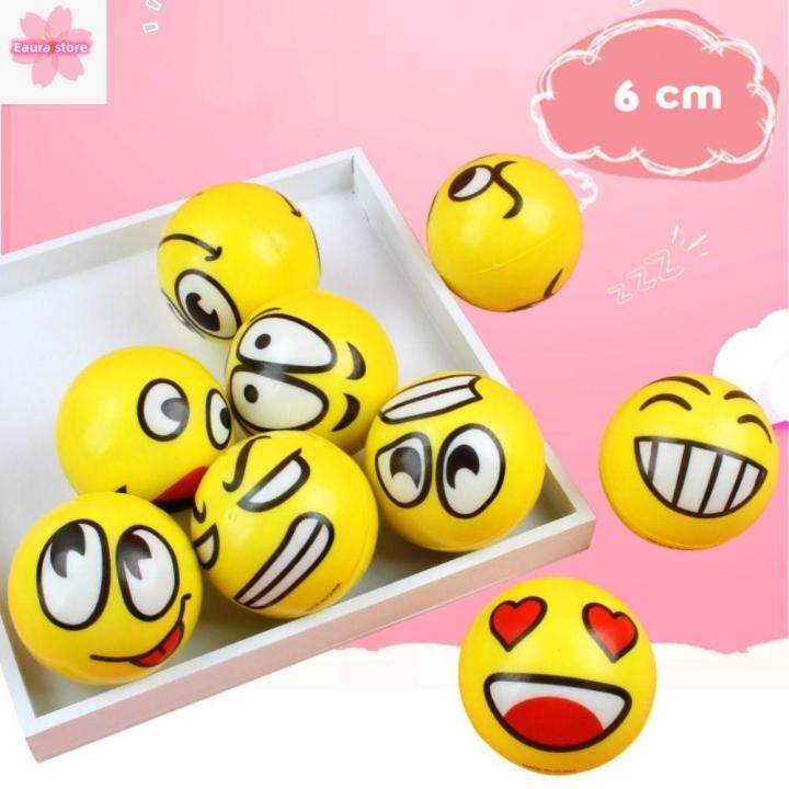 EAURA Expression Smile Face Squeeze Ball PU Sponge Massage Ball Yellow ...