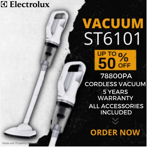 ELECTROLUX 】 ST6101 Cordless Car Vacuum Cleaner Rechargeable Cordless Vacum Kereta Portable Dry ...