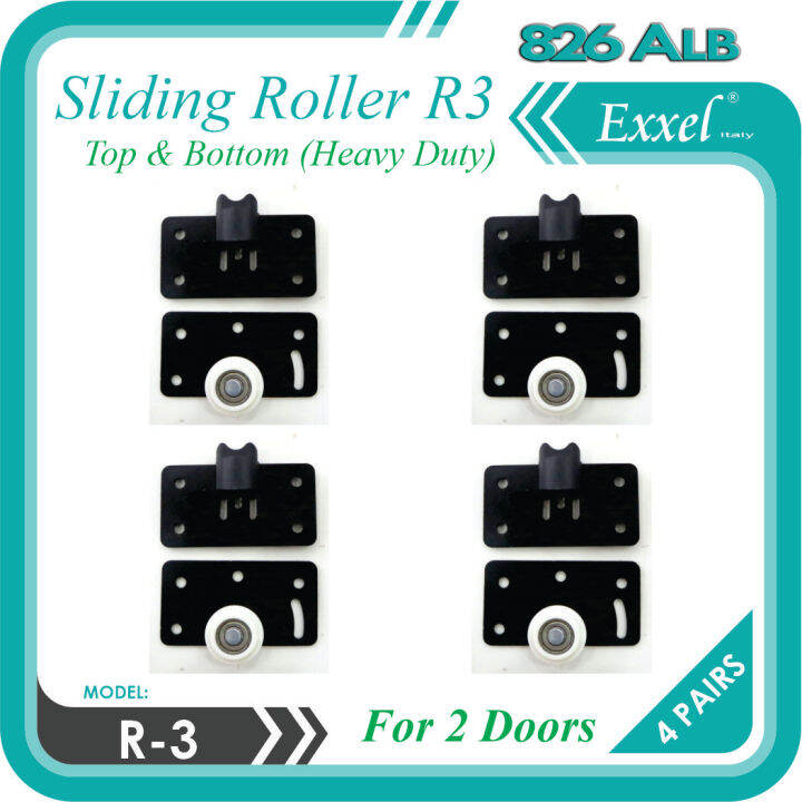 R3 Series Heavy Duty Sliding Top & Bottom Roller Only (4 pairs for 2 ...
