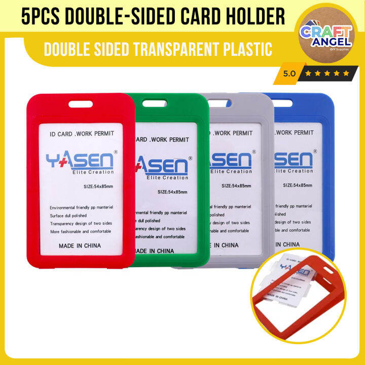 5pcs Double-Sided PP Card Holder Vertical Style ID Case ID Holder (Blue ...
