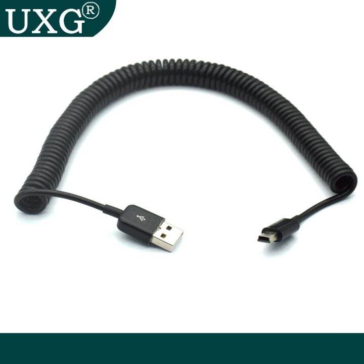 USB 2.0 to Mini USB Cables Mini USB Coiled Spiral Spring Data Charging ...