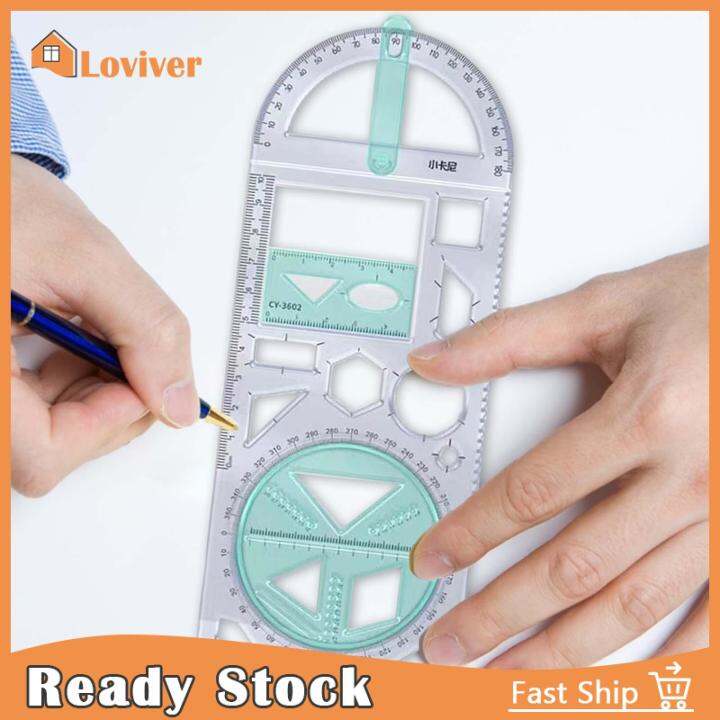 Loviver Geometric Ruler Drawing Ruler Measuring Stencil for Artists ...