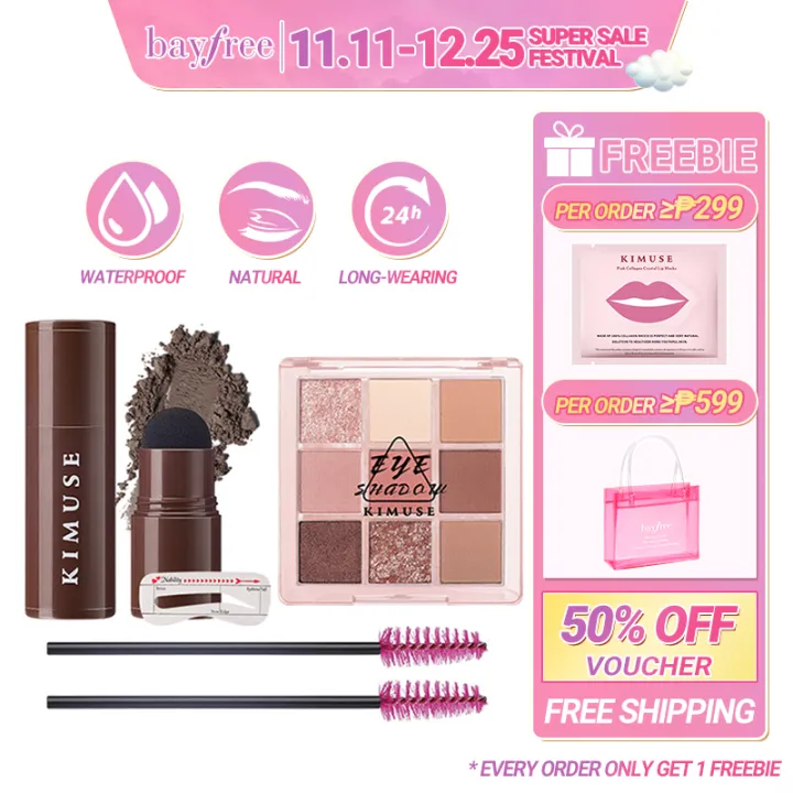 KIMUSE One Step Eyebrow Stamp Shaping Kit + 9 Colors Eyeshadow Palette ...