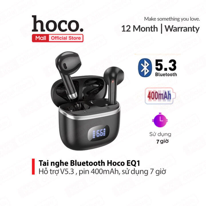 Tai nghe Bluetooth Hoco EQ1 V5.3 , pin 400mah , sử dụng đến 7 giờ , thiết kế sang trọng,vỏ sạc ...