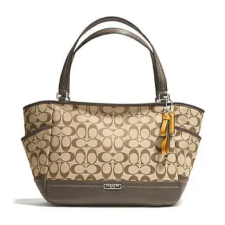 กระเป๋า Tote COACH แท้ กระเป๋าผ้าลาย Coach Signature สายหนังแท้ ใบใหญ่ ...