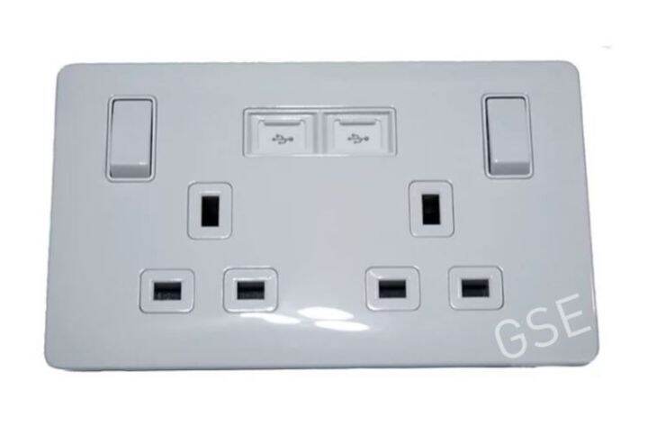 FYM Premium Double 2X13A Wall Power Socket Outlet with USB Port USB-A ...