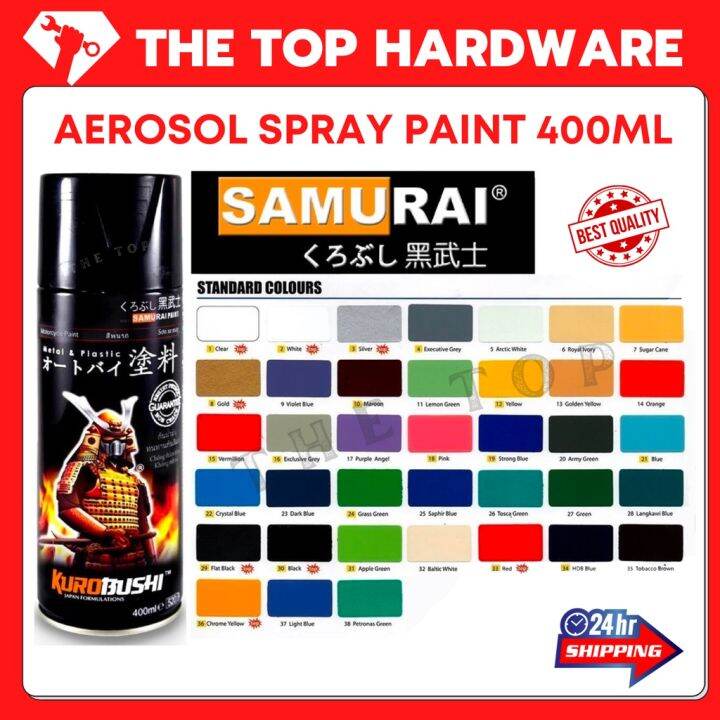 *READY STOCK* SAMURAI 400 ML STANDARD COLOUR CAN SPRAY #1 - #38 | Lazada