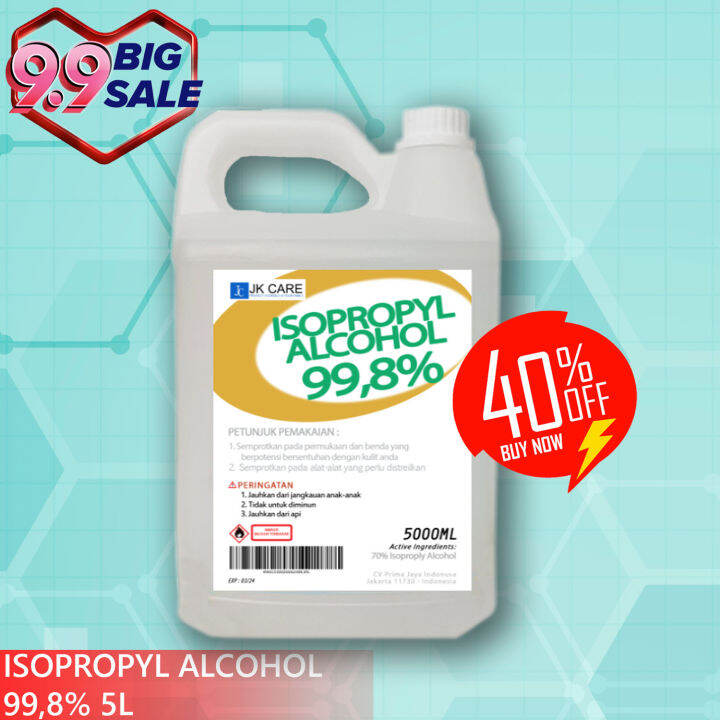 JK CARE Isopropyl Alcohol 99,8% JKCARE Alkohol IPA Murni 5 Liter / Isopropil Alkohol Murni 99 ...