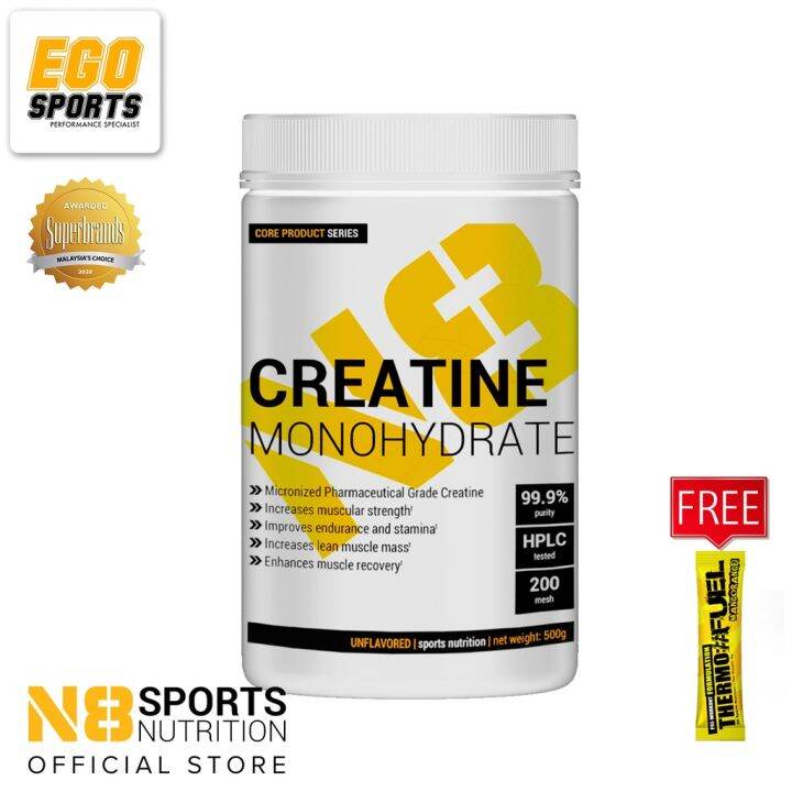 N8 Creatine Monohydrate (500g) Unflavored 100 Servings + FREE Pre ...