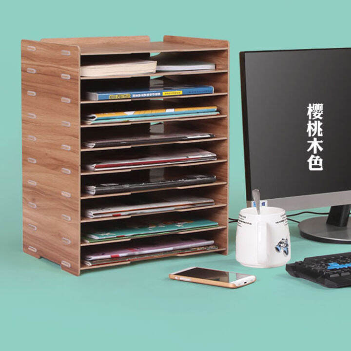 089 wooden file rack office supplies A4 paper storage rack desktop file ...