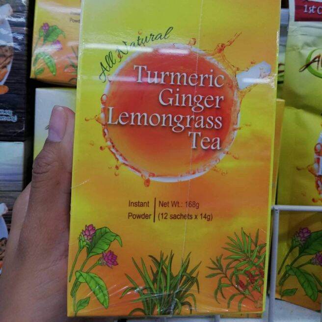 TURMERIC GINGER LEMON GRASS TEA, instant powder (12 sachets) (168 grams ...