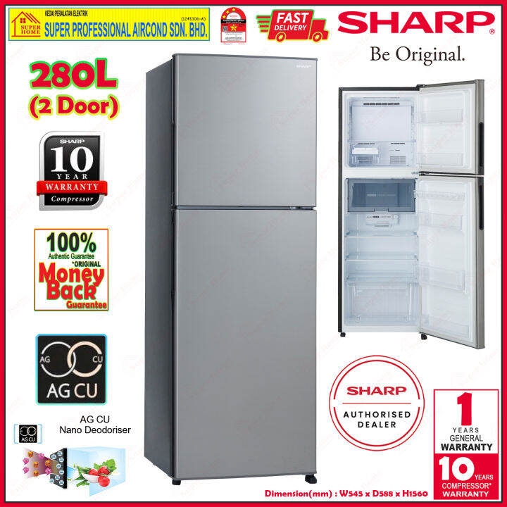 Sharp Refrigerator SJ285MSS 280L Smile Series 2-Door Fridge | Lazada