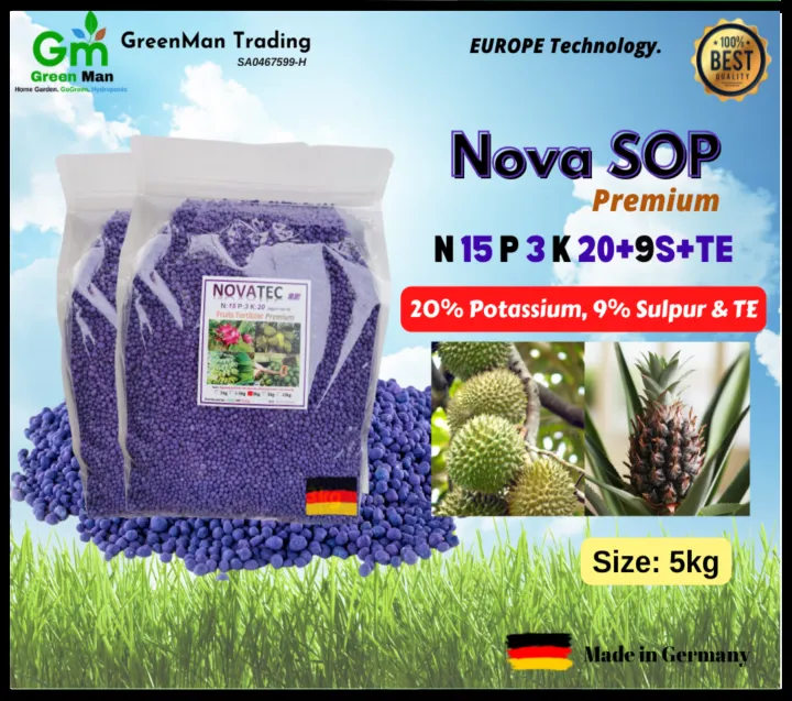 5kg Baja NOVA SOP NovaTec.Premium NPK15-3-20-2+9S+TE Buah Fruits Growth ...