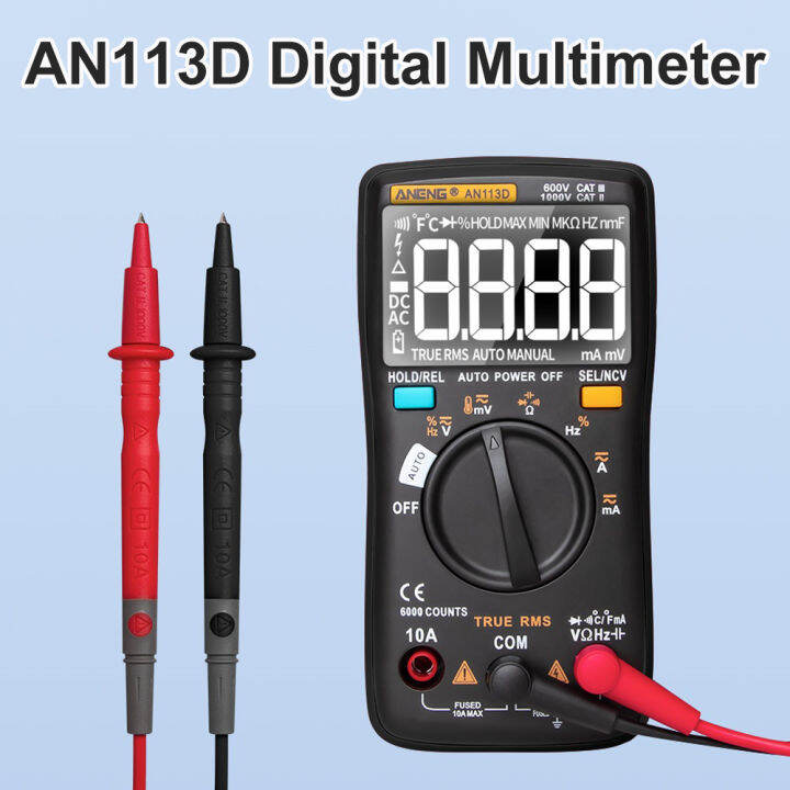 ANENG AN113D Intelligent Digital Multimeter 6000 Counts True- RMS Auto ...