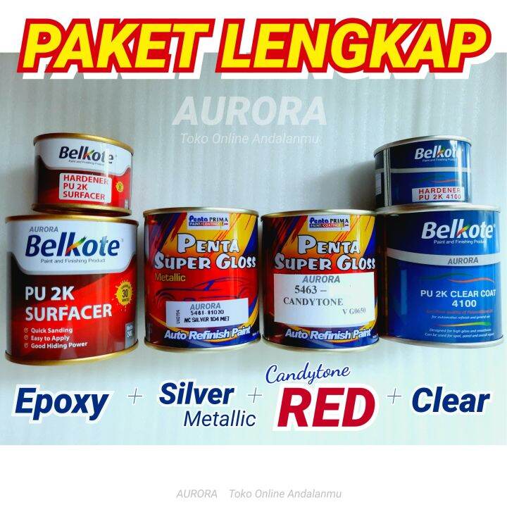 PAKET LENGKAP Epoxy + Silver Metalik + Candytone Red Merah + Clear | Lazada Indonesia