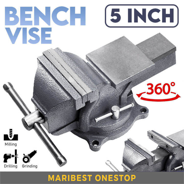 5" Swivel Base Bench Vise Clamp Heavy Duty Ragum Clamp Work Bench Table Vise Woodworking Clamp ...