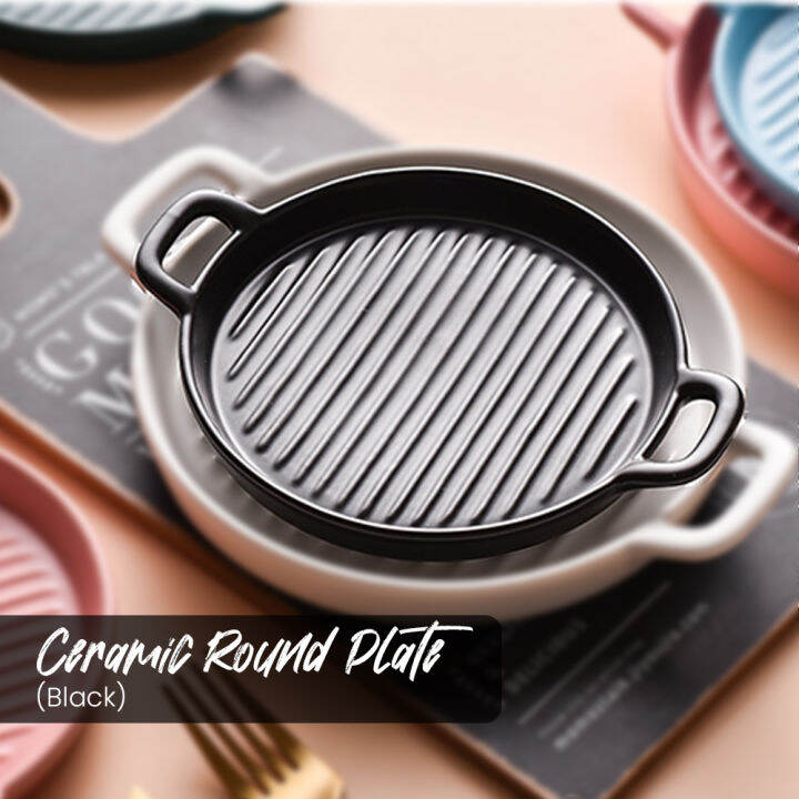 Locaupin Porcelain Round Baking Pan Plate Bakeware Dish For Dinner ...