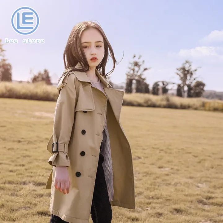 LS Girls Trench Coat เสื้อโค้ทยาวเด็กกลางและใหญ่ใหม่ | Lazada.co.th