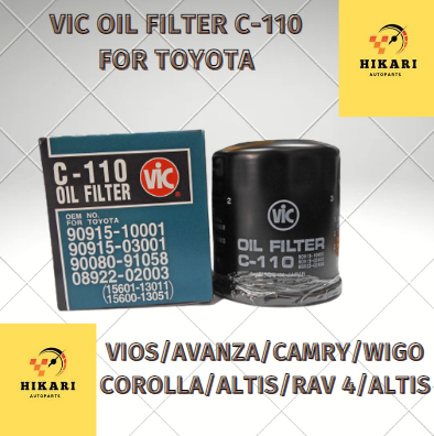Vic Oil Filter C-110 for Toyota Vios, Altis, Avanza, RAV 4, Camry ...