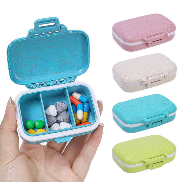 3 Grids Mini Clamshell Capsule Pill Storage Box Travel Portable Pill ...
