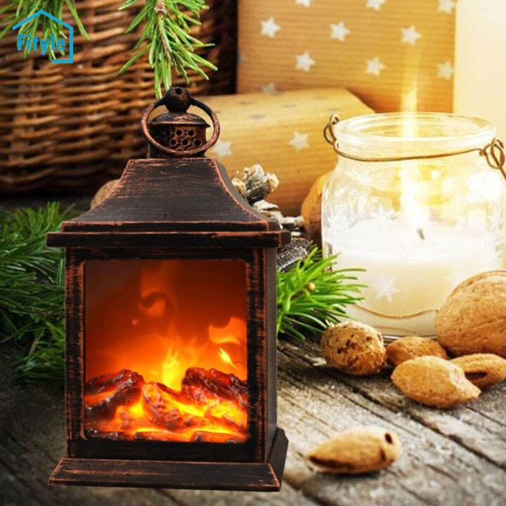 Fityle LED Fireplace Light, Flame Lamp Rustic Decorative Fire Lights ...