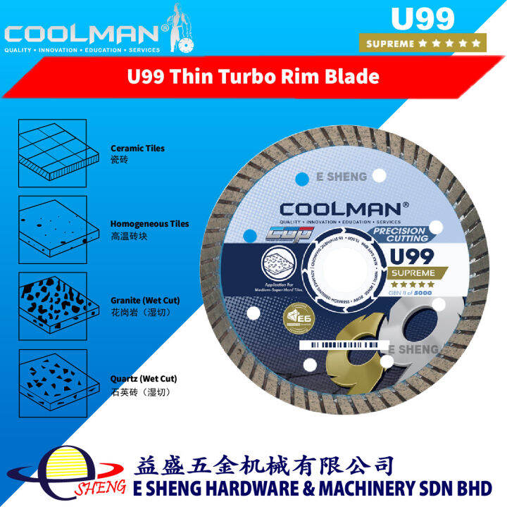 COOLMAN 4" U99 105mm Thin Turbo Rim Blade / Precise Cutting Disc ...